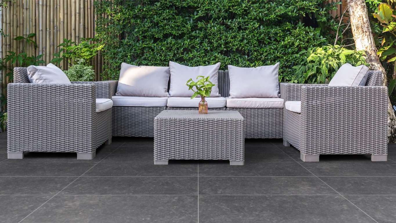 Spectre Dark Grey volkeramische buitentegel 3 cm dik - Step Stones